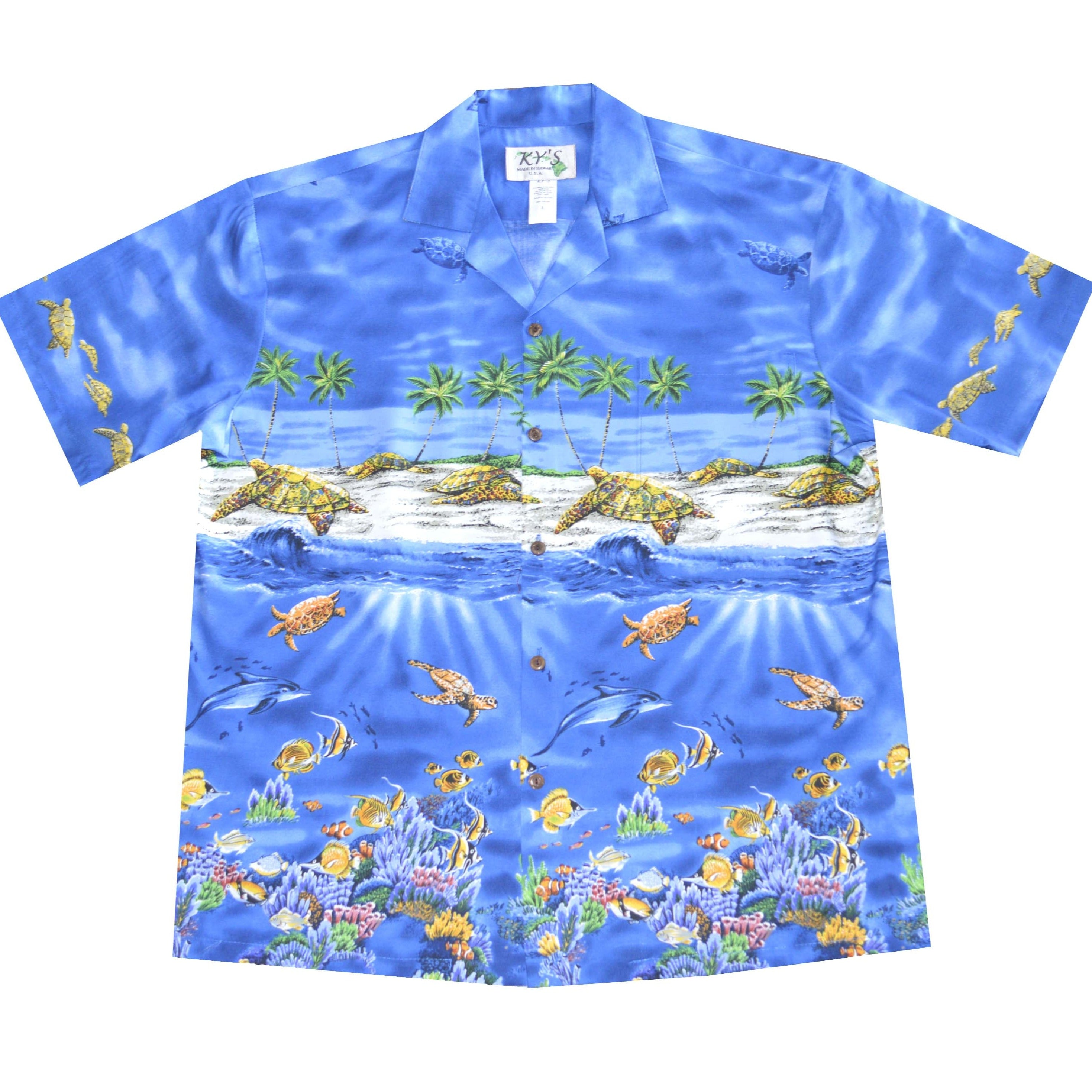 Turtle Bay Border Hawaiian Shirt – Men’s Cotton Aloha – Ky's Made in ...