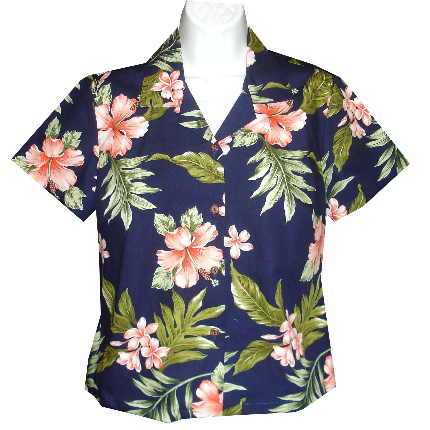 Coral Hibiscus Women's Aloha Cotton Blouses – KY'S ALOHA SHIRTS